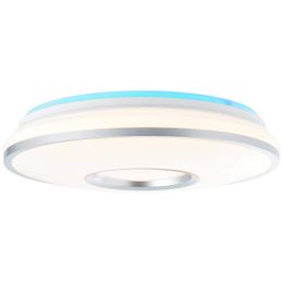 Brilliant Deckenleuchte "Visitation", silber (weiß, silber), 1, Ø 39cm H: 10,3cm, 1 Stk., Leuchten, LED Deckenlampe 39cm weiß-silber