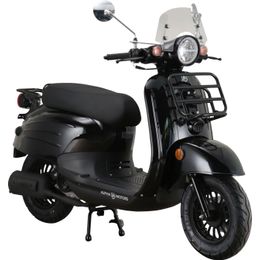 Motorroller Alpha Motors "Adria", schwarz (schwarz, schwarz), Motorroller, ohne Topcase, 45 km/h, mit Lenkerschloss und Windschild, B:67,5cm H:108,5cm L:175cm