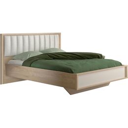 Bett GAMI "MANAE", beige (naturkastanie, beige, naturkastanie, beige, naturkastanie, weiß), B:167cm H:104cm L:206cm, Betten, Bettgestell