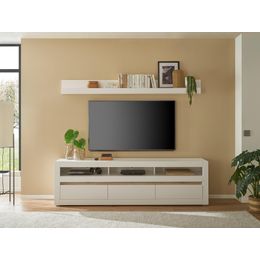 Wohnwand Inosign "Anbauwand in Weiß Matt, Wohnzimmer-Set mit austauschbarer Blende", weiß, B:217cm H:170cm T:42cm, Holzwerkstoff, Kastenmöbel-Sets, enhält Lowboard, Wandboard, zeitloses Design, 217 cm breit