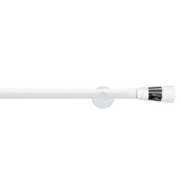 Gardinenstange Garesa "WHITE", weiß, L:230cm Ø:20mm, Eisen, Gardinenstangen, Vorhanggarnitur, verlängerbar, Wandmontage, Endknopf 2-farbig