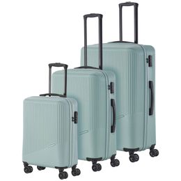 Trolleyset Travelite "BALI 4w L/M/S", grün (mint), ABS, unifarben, Koffer-Sets, Kofferset Reisegepäck Reisekoffer Hartschallenkoffer TSA Schloss