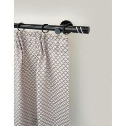 Gardinenstange Garesa "BLACK", schwarz, L:400cm Ø:20mm, Eisen, Gardinenstangen, Vorhanggarnitur, verlängerbar, Endknopf mit Glitzersteinen
