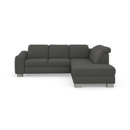 Sit & More Ecksofa SIT & MORE "Dundee L-Form", grau, B:263cm H:86cm T:219cm, Sofas, Ecksofa, mit Federkern und Edelstahlf&uuml;&szlig;en, wahlweise mit Kopfteilverstellung