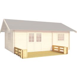Terrasse Lasita Maja "CAROLINE", beige (naturbelassen), B:365cm H:57cm T:200cm, Holzwerkstoff, Gartenhaus-Terrassen, inkl. Fußbodenbretter zum Verlegen