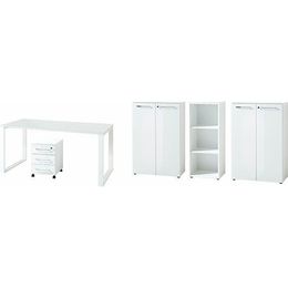 Büromöbel-Set Germania "GW-Monteria", weiß, Holzwerkstoff Metall, Holzwerkstoff, Metall, Arbeitsmöbel-Sets
