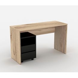 Büromöbel-Set Inosign "Agapi", braun (eiche grand natural, schwarz), H:75cm T:50cm, Holzwerkstoff, Melamin, Arbeitsmöbel-Sets, bestehend aus Schreibtisch und Rollcontainer im modernen Design