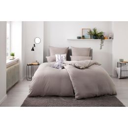 Bettwäsche my home "Desner", grau, B/L: 240cm x 220cm, 1 Stk., 2 Stk., Microfaser, B/L: 80cm x 80cm & 80cm x 80cm, 3, Microfaser, Obermaterial: 100% Polyester, Bettwäsche, Premium Qualität, 100 % Polyester, sehr weich, uni, ab 135x200 cm