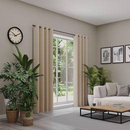Neutex for you! Verdunkelungsvorhang NEUTEX FOR YOU "INSULA", beige (dunkelbeige), B:137cm H:280cm, Polyester, Gardinen, Uni-Dimout für starke Verdunklung, nach Maß