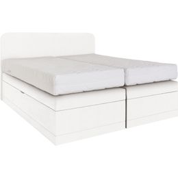 Boxspringbett, weiß, B:145cm L:212cm, Box und Kopfteil: Microvelours (100% Polyester) oder Kunstleder (Polyurethan);Bezug der Obermatratze: 100% Polyester, Westfalia Schlafkomfort, Komplettbetten, Boxspringbett, wahlweise mit Bettkasten