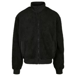 Winterjacke Urban Classics "Urban Classics Herren Boxy Sherpa Jacket", Herren, Gr. L, schwarz, 100% Polyester, unifarben, oversize, Rundhals, Jacken