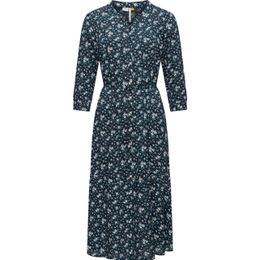 Maxikleid Ragwear "Meve", Damen, Gr. L (40), Normalgrößen, blau (navy), Obermaterial: 100% Viskose, Feminin, figurumspielend, V-Ausschnitt, Kleider, Leichtes Langarmkleid mit Blumenmuster