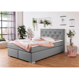 Boxbett Inosign "Tynan", grau, B:154cm L:210cm, Komplettbetten, Boxspringbett, wahlweise mit Bettkasten, in H2, H3 & H4 erhältilich