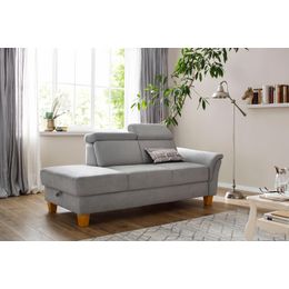 Recamiere Home Affaire "Conville", grau, B:194cm H:84cm T:93cm, 100% Polyester, Sofas, Recamiere, incl. Kopfteilverstellung, Federkern, wahlweise mit Bettkasten
