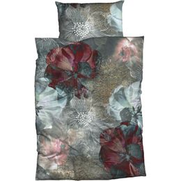 Bettwäsche CASATEX "Freda", rot (anthrazit, rot), B/L: 135cm x 200cm, 1 Stk., 1 Stk., Satin, B/L: 80cm x 80cm, 2 Stk., Satin, Obermaterial: 100% Baumwolle, Bettwäsche, luxuriöses Design mit kräftigen und eleganten Farben