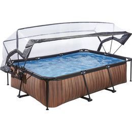 Framepool EXIT, braun, B:150cm H:65cm L:220cm, Schwimmbecken, BxLxH: 150x220x65 cm, mit Kartuschenfilter und Abdeckung