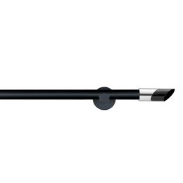 Gardinenstange Garesa "BLACK", schwarz, L:410cm Ø:20mm, Eisen, Gardinenstangen, Vorhanggarnitur, verlängerbar, Endknopf abgeschrägt 2-farbig