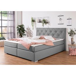 Boxbett Inosign "Tynan", grau, B:194cm L:210cm, Komplettbetten, Boxspringbett, wahlweise mit Bettkasten, in H2, H3 & H4 erhältilich