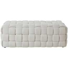 Hockerbank Jahnke "WEB ART L", beige (creme), B:118 H:42,5 T:50, Hocker, Hocker, Couchtisch, Beistelltisch gepolstert in edler Flechtoptik