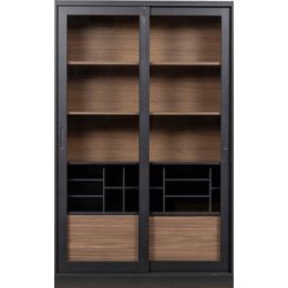 Vitrine Woood "James", schwarz, B:125cm H:200cm T:47cm, FSC-zertifizierter Holzwerkstoff, Schränke, mit Glas, viel Stauraum, H 200 cm x B 125 cm
