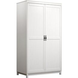 Kleiderschrank Home Affaire "Sandnes Kieferschrank Schlafzimmer Schrank TOPSELLER weiß", weiß, B:108cm H:194cm T:60cm, Massivholz, Schränke, Massivholz Schlafzimmerschrank mit besonderen Metallgriffen