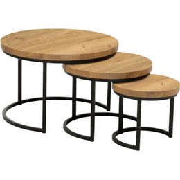 Couchtisch OMG DESIGN "Hugo", beige (natur, schwarz, natur), B:75cm H:50cm T:75cm, Tische, im 3er Set, variabel stellbar