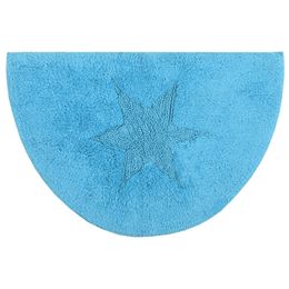 Badematte Andas "Marie" Gr. 8, blau (aqua), H:13mm, Baumwolle, Badematten, Badteppich, Stern Motiv, Hoch-Tief-Struktur, auch als Set