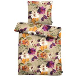 Bettwäsche Apelt "Luna", bunt (beige, bunt), B/L: 135cm x 200cm, 1 Stk., 1 Stk., Satin (Bio-Baumwolle), B/L: 80cm x 80cm, 2 Stk., Satin (Bio-Baumwolle), Obermaterial: 100% Baumwolle, Bettwäsche, GOTS zertifiziert - aus Bio-Baumwolle