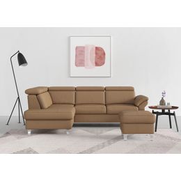 Sit & More Ecksofa SIT & MORE "Arngast L-Form", braun (cappucino), B:245cm H:84cm T:194cm, Sofas, Ecksofa, inklusive Kopfteilverstellung und Federkern