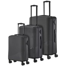 Trolleyset Travelite "BALI 4w L/M/S", grau (anthrazit), ABS, unifarben, Koffer-Sets, Kofferset Reisegepäck Reisekoffer Hartschallenkoffer TSA Schloss