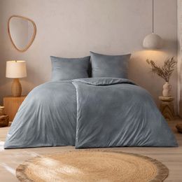 Bettwäsche Estella "Pippa", grau (graphit), B/L: 155cm x 220cm, 1 Stk., 1 Stk., Mako-Interlock-Jersey, B/L: 80cm x 80cm, 2 Stk., Mako-Interlock-Jersey, Obermaterial: 100% Baumwolle, Bettwäsche