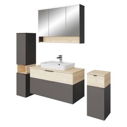 Badmöbel-Set SAPHIR "Quickset 394", grau (quarzgrau matt), Kastenmöbel-Sets