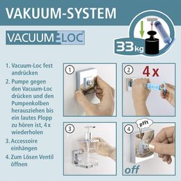 Duschablage Wenko "Vacuum-Loc Quadro", silber (glänzend, loc: chrom, ablage: transparent), B:14 H:15 T:25,5, ABS-Kunststoff, Edelstahl, Polystyrol, Regale, 1 Etage