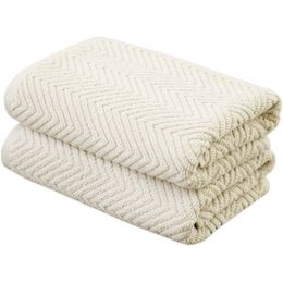 Handtuch Set Framsohn FROTTIER "Ocean Bio", beige (beige, naturwei&szlig;, natur), B:50cm L:100cm, Frottier, Baumwolle, Handt&uuml;cher, hergestellt in &Ouml;sterreich, mit Kordel, gedrehter Bauschzwirn
