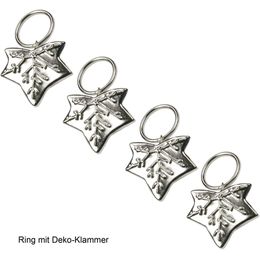 Gardinenring Liedeco "Blatt" Gr. 1, grau (chromfarben), Ø:1,6cm, Metall, Gardinenbefestigungen, für Gardinenstangen Ø 16 mm