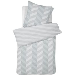 Bettwäsche Damai "Atomy", blau (glacier), B/L: 155cm x 220cm, 1 Stk., 1 Stk., Satin, B/L: 80cm x 80cm, 2 Stk., Satin, Obermaterial: 100% Baumwolle, Bettwäsche, mit Fischgrätmuster
