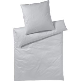 Bettwäsche Yes For Bed "Pure & Simple Uni in Gr. 135x200, 155x220 oder 200x200 cm", silber (silberfarben), B/L: 200cm x 220cm, 1 Stk., 2 Stk., Mako-Satin, B/L: 80cm x 80cm & 80cm x 80cm, 3 Stk., Mako-Satin, Obermaterial: 100% Baumwolle, Bettwäsche, Bettwäsche aus Baumwolle, zeitlose Bettwäsche mit seidigem Glanz