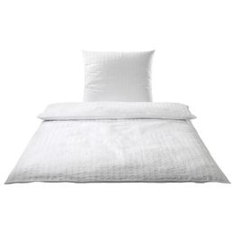 Bettwäsche Elegante "Chelsea", weiß, B/L: 155cm x 220cm, 1 Stk., 1 Stk., Seersucker, B/L: 80cm x 80cm, 2 Stk., Seersucker, Obermaterial: 100% Baumwolle, Bettwäsche, gewebter Seersucker