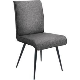 K+w Komfort & Wohnen 4-Fußstuhl K+W KOMFORT & WOHNEN "Giacomo I", grau (schwarzgrau, schwarz), B:48cm H:91cm T:60cm, Stühle, 4- Fußstuhl mit umlaufenden 4mm Keder am Rücken und Sitz, Metallfüße