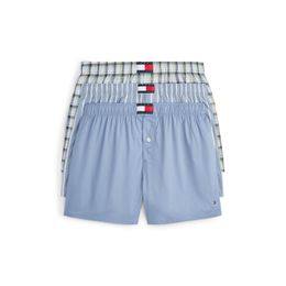 Webboxer "3P WOVEN BOXER PRINT", Herren, Gr. L (52), brk blu, fmy oc stri, mni trtn, Webqualität, Obermaterial: 100% Baumwolle, Tommy Hilfiger Underwear, Unterhosen, mit Print
