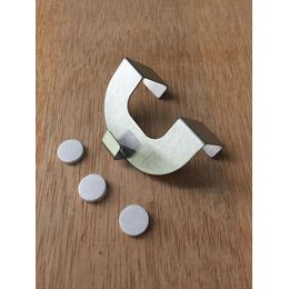 Gardinenhaken Home Wohnideen "EDWARD" Gr. 1, grau (aluminiumfarben), 2 Stk., Metall, Gardinenbefestigungen, U-Fensterhaken für Ösenrollos