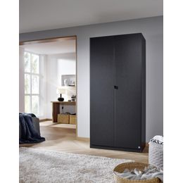 Drehtürenschrank Rauch "Kleiderschrank Schrank Garderobe Wäscheschrank Ankleide ONTARIO", grau (graumetallic), B:91cm H:197cm T:54cm, Holzwerkstoff, Schränke, Metallgriffstück in Graumetallic