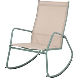 Gartenstuhl Best "Brody", beige (grün – beige), B:68,5cm H:97cm T:91cm, Stahl, Stühle, Schaukelstuhl