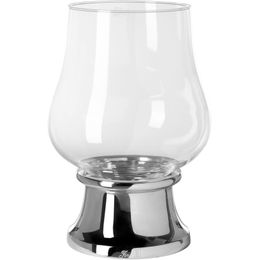Windlicht Fink "PALINA", silber (silberfarben), H:31cm Ø:21cm, Aluminium, Edelstahl, Glas, Kerzenhalter, Kerzenhalter mit Glas, vernickelt