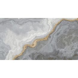 Fototapete ARCHITECTS PAPER "Atelier 47 Marble Artwork 1", grau (hellgrau, dunkelgrau, goldfarben), B:5m L:2,7m, Vlies, Tapeten, Vlies, Wand, Schräge, Decke