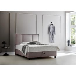 Boxbett "ARLA", beige (creme, grau), B:105cm L:213cm, ATLANTIC HOME COLLECTION, Komplettbetten, Boxspringbett, mit Taschen-Federkernmatratze und Bettkasten