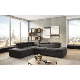 Sit & More Ecksofa SIT & MORE "Alcudia L-Form", grau (fango), B:272cm H:73cm T:226cm, 100% Polyester, Sofas, Ecksofa, mit Armteilverstellung, optional Kopfteilverstellung und Bettfunktion