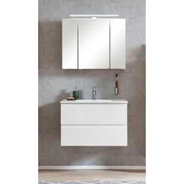 Badmöbel-Set Welltime "Sölden", weiß (matt weiß), B:80cm H:200cm T:47cm, MDF, Kastenmöbel-Sets
