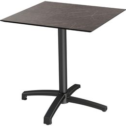 Klapptisch Essentials "X cross", schwarz (schwarz, midnight marble, schwarz), B:70cm H:74cm T:70cm, Aluminium/HPL Tischplatte, Tische, in verschiedenen Ausführungen