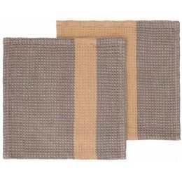 Spültuch Blomus "GANO, aus 100% Baumwolle, GOTS organic, zertifiziert durch BCS 35020", grau (steel gray, tan), B:25cm L:25cm, 100% Baumwolle, Geschirrtücher, 25x25 cm, Spültücher bestehend aus zwei verschiedenen Mustern